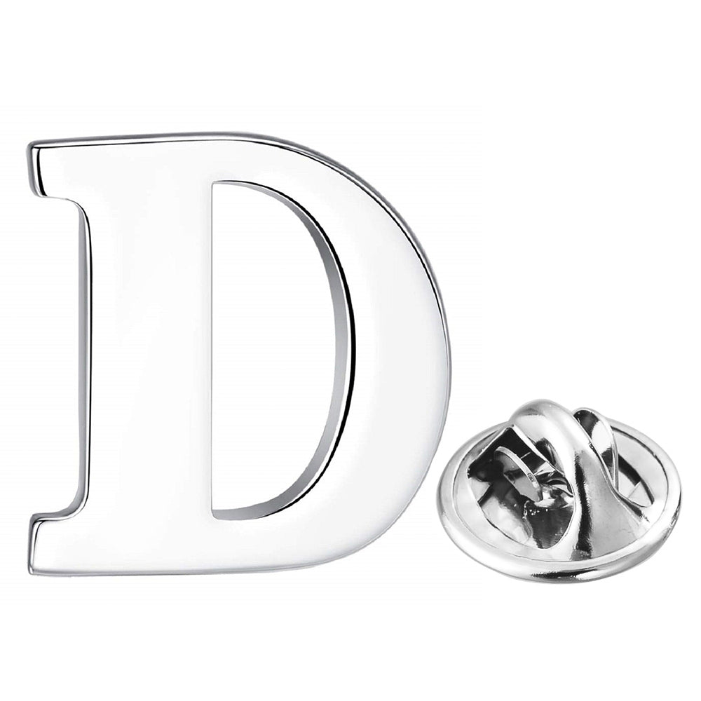 Alphabet Initial Brooch Pin For Men - Letter D (Silver) — That Bloke