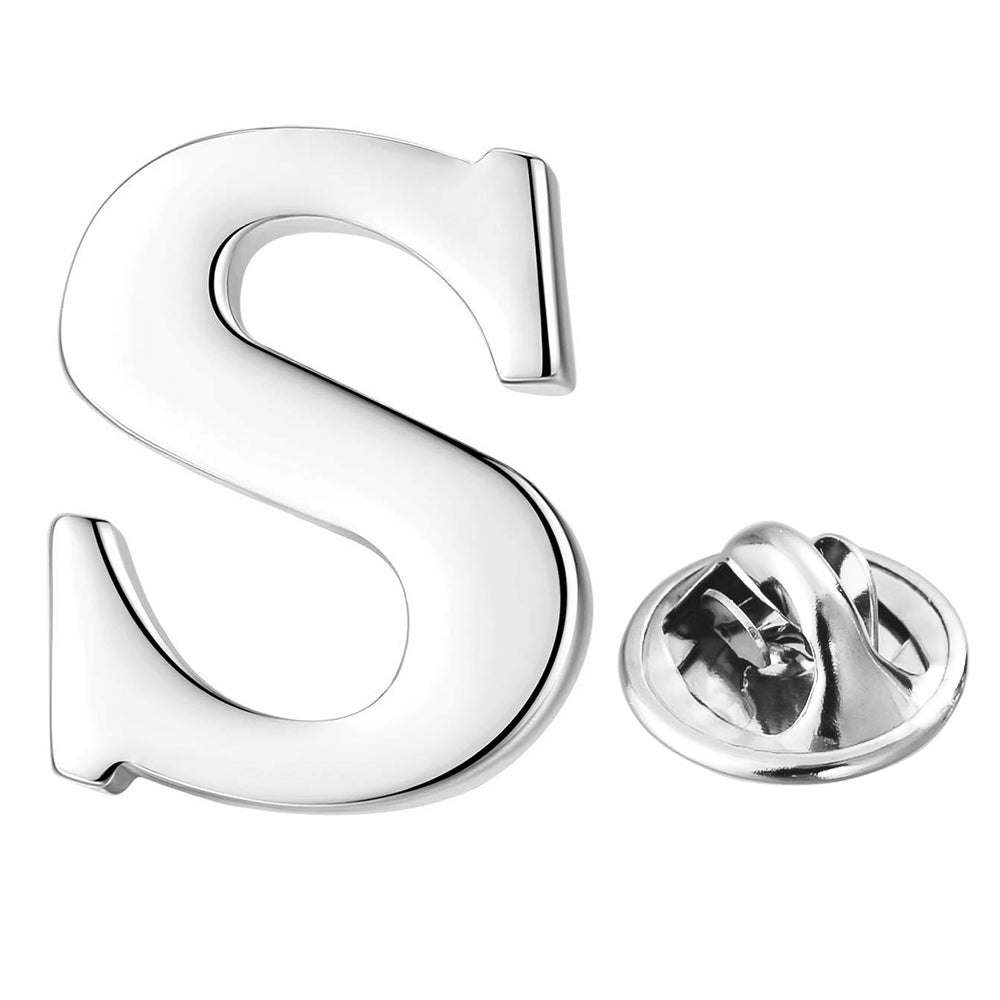 Alphabet Initial Brooch Pin For Men - Letter S (Silver) — That Bloke