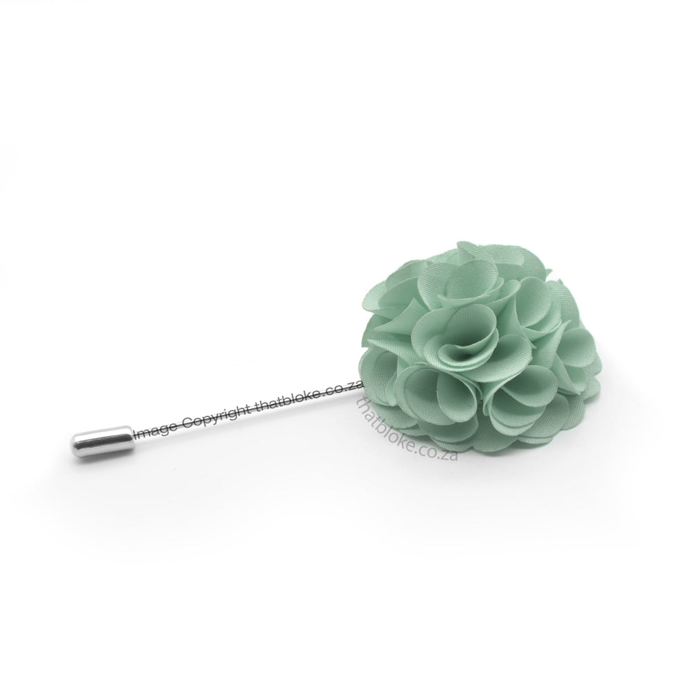 Flower Lapel Pin - Light Sage Green (Circular Shaped) — That Bloke
