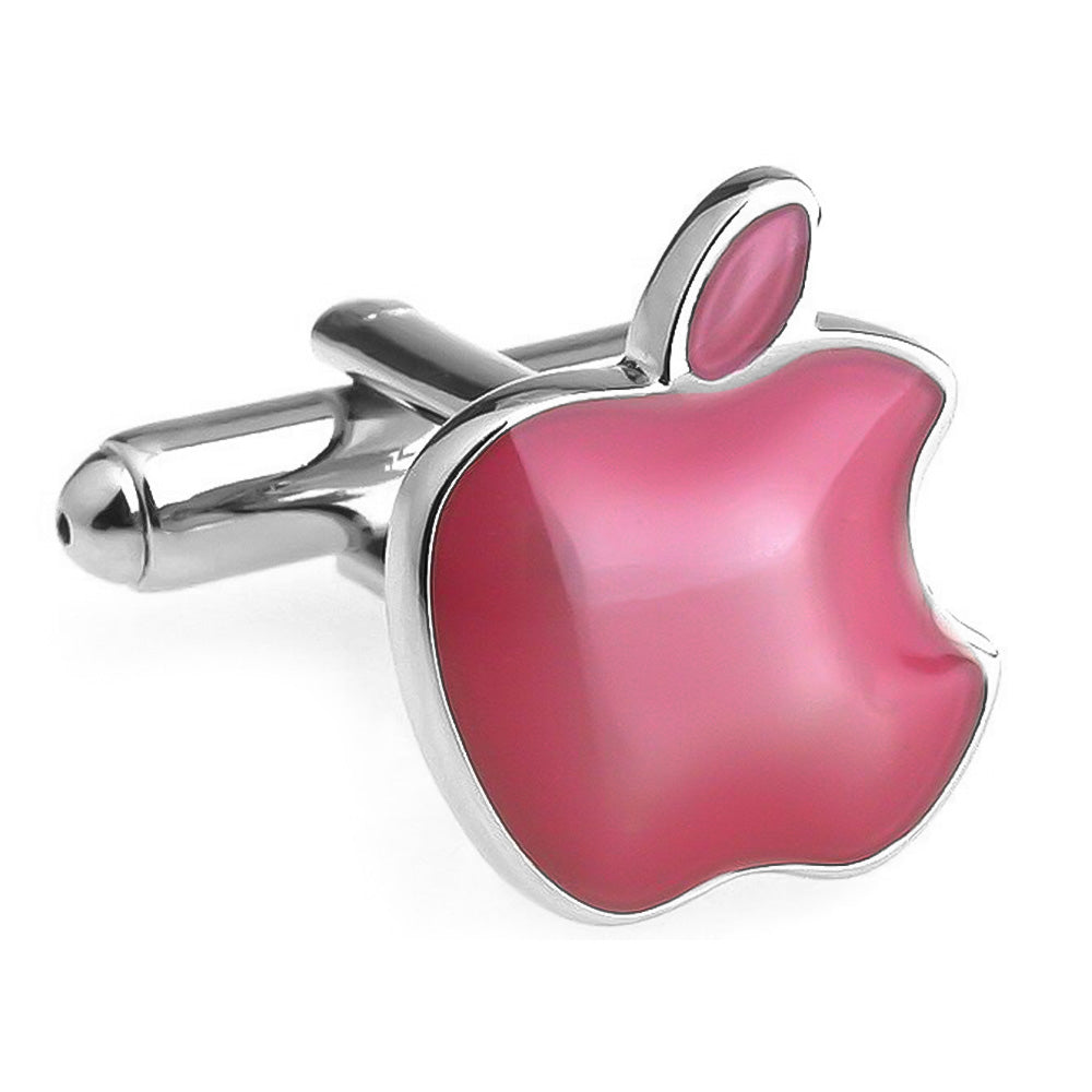 Apple Cufflinks - Computer Brand Logo (Silver & Pink) — That Bloke