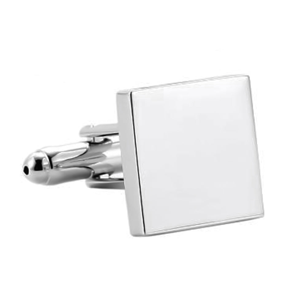 Glossy Plain Square Cufflinks 15mm - Silver — That Bloke