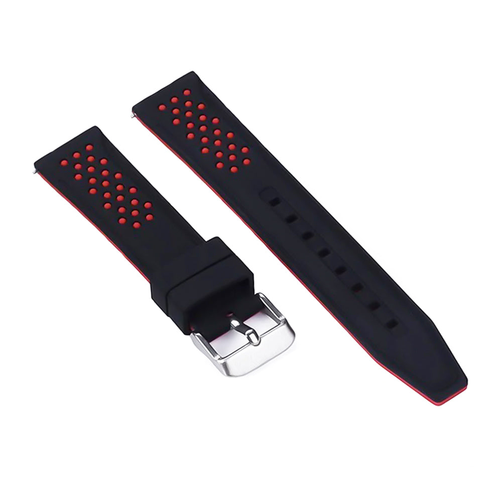 Watch Strap 22mm - Black & Red Molecula Two-Tone (Silicone Rubber ...